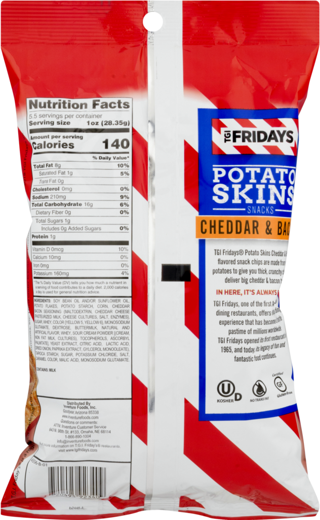 Download Tgi Fridays Snacks, Potato Skins, Cheddar & Bacon - Full Size ...