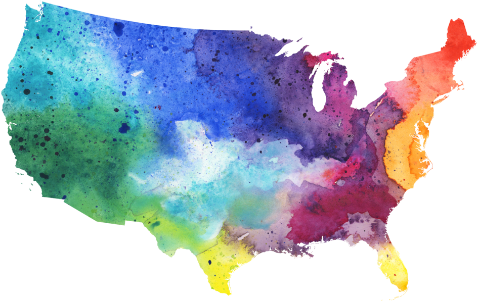 Download Map Of The Us - Water Color United States Map - Full Size PNG ...