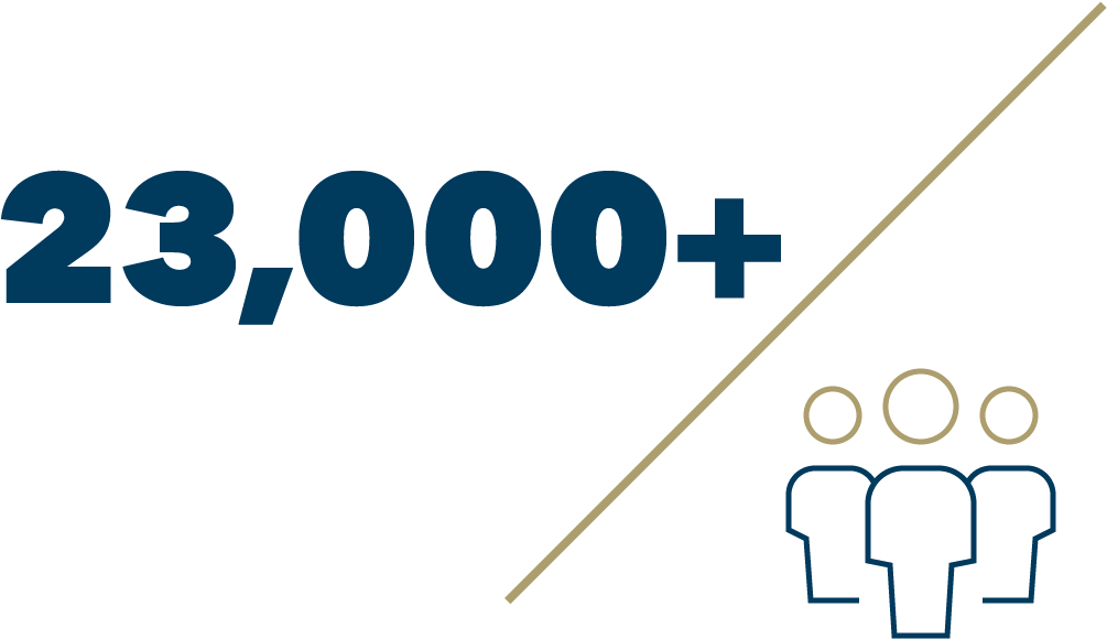 Download 23,000 Alumni Followed By A Diagonal Slash And An Outline ...