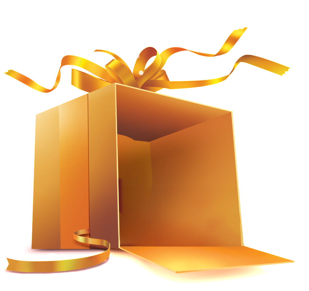 Download Golden Gift Box Cartoon Transparent - Gift Box Open - Full ...