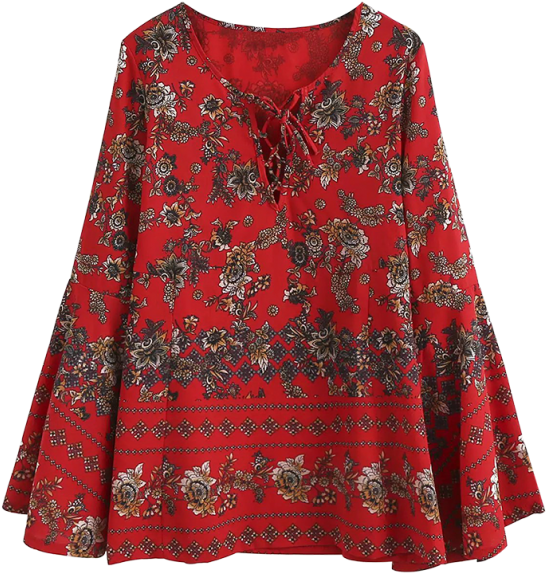 Download Cuello En Corazónmanga De Encaje Hasta La Blusa Floral ...