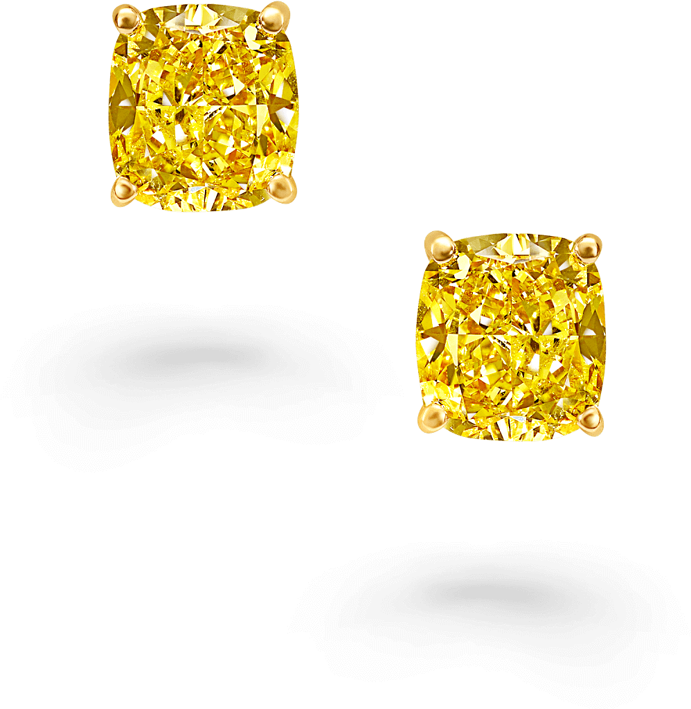 Download A Pair Of Classic Graff Cushion Cut Yellow Diamond - Ring ...
