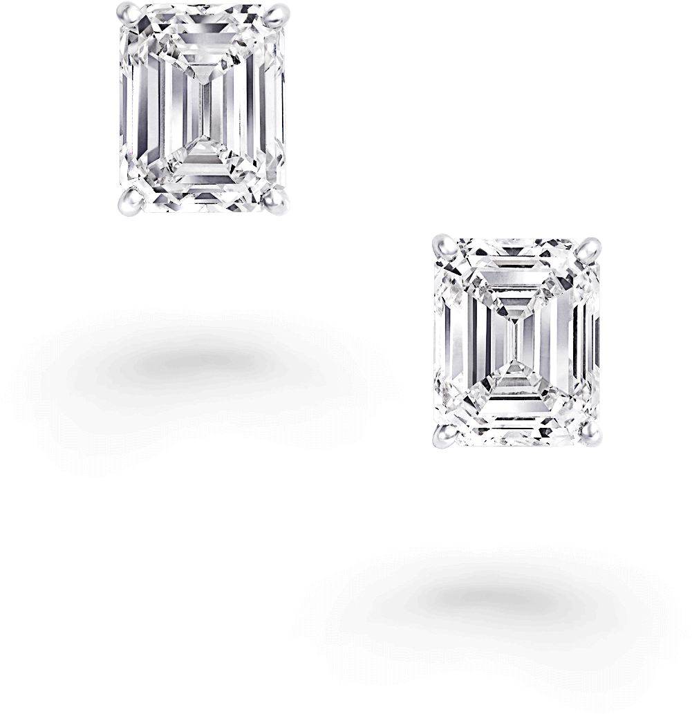 Download Transparent A Pair Of Classic Graff Emerald Cut Diamond Stud ...
