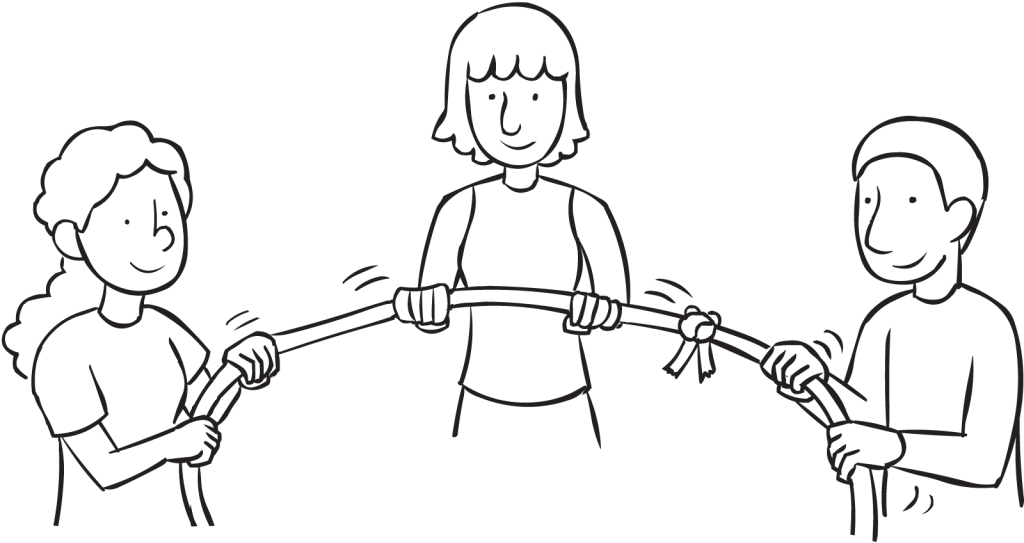 Download Back Three People Rotating A Rope Tied In Loop For - Art ...