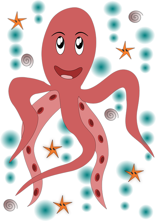 Download Clipart Of A Cute Cartoon Pink Octopus And Purple Squid ...