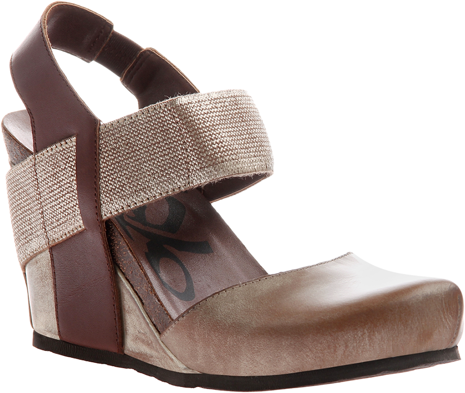 Download Women's Otbt Rexburg Wedge New Gold Leather - Full Size PNG ...