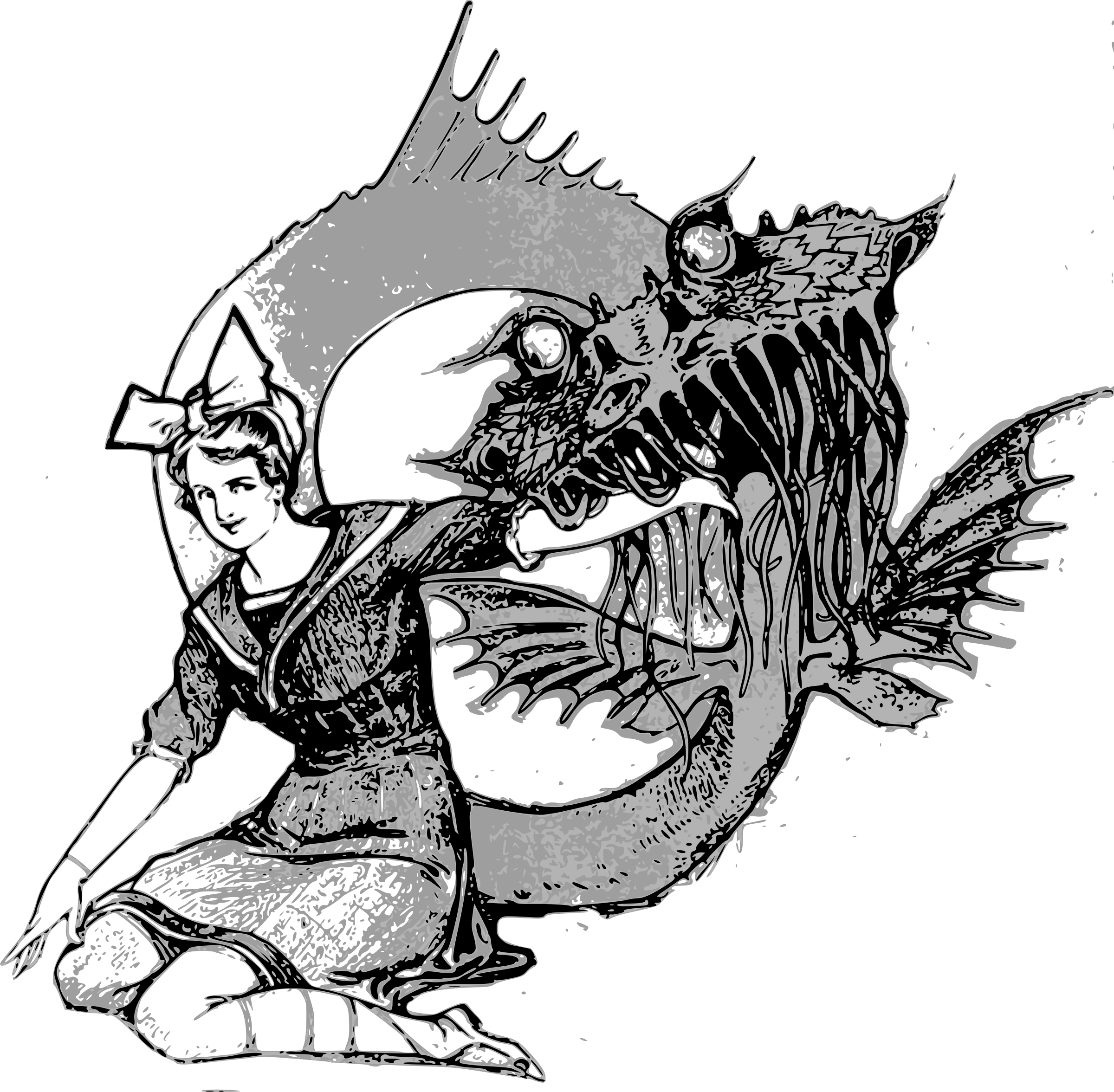 Download This Free Icons Png Design Of A Girl And Her Sea Monster ...