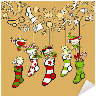 Download Cute Elves With Christmas Stockings Sticker • Pixers® - Cute ...