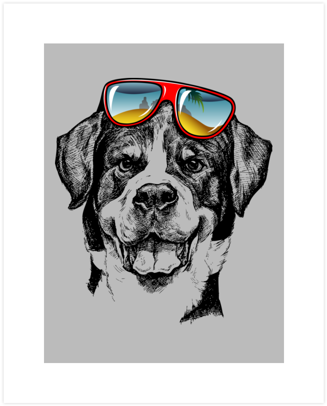 Download Cool Dog Art Print - Cool Dog Drawing - Full Size PNG Image ...