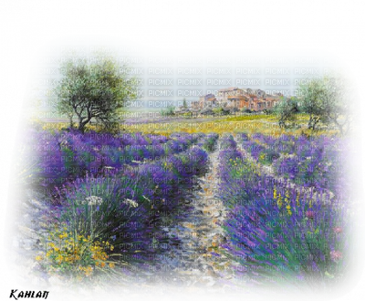 Download Loly33 Paysage Lavande - Landscape Painting - Full Size PNG ...