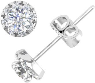 Download 1/5 Carat Halo Stud Earring With Prong Set Diamonds - Prong ...