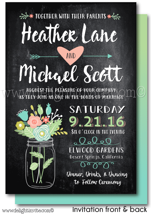 Download Vintage Chalkboard Mason Jar Wedding Invitations - Poster ...