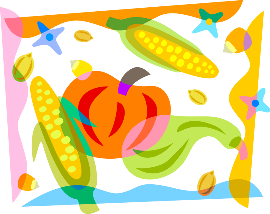 Download Fall Autumn Harvest Pumpkin With Corn - Food - Full Size PNG ...
