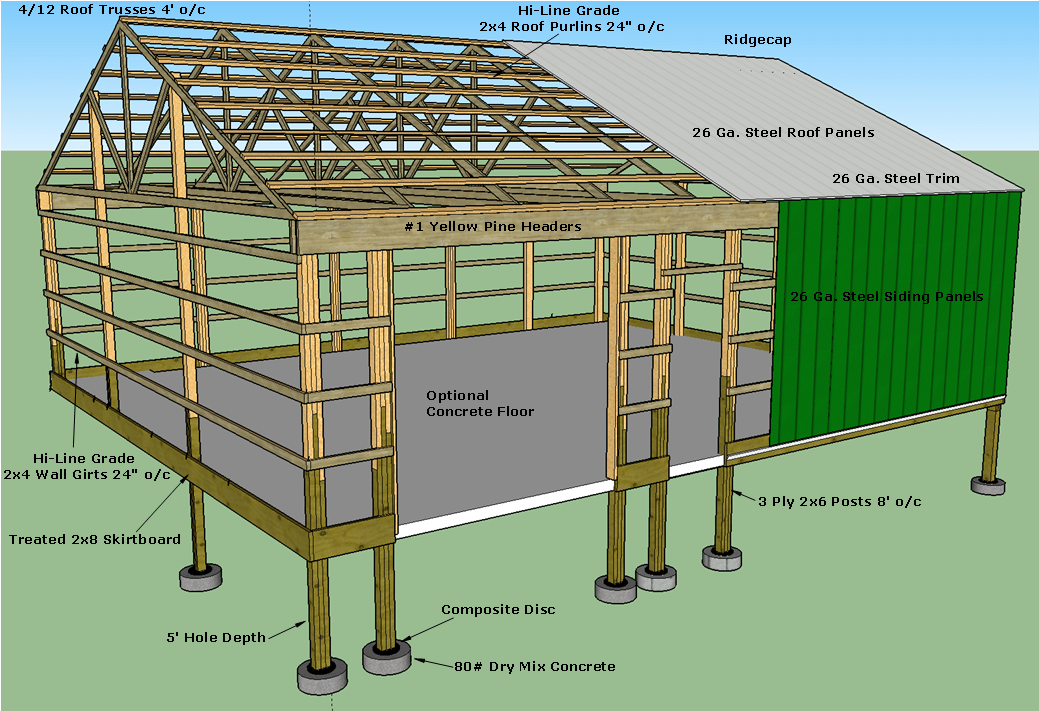 Download Transparent Metal Post Frame House Plans - Building - PNGkit