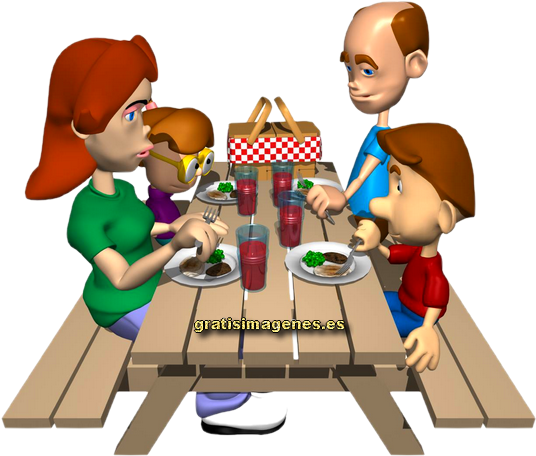 Download Familia Feliz Almorzando Al Aire Libre En 3d - Picnic Animated ...