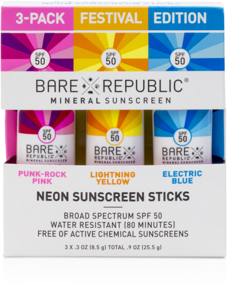 Download Spf50 Neon Sunscreen Stick 3-pack - Sunscreen - Full Size PNG ...