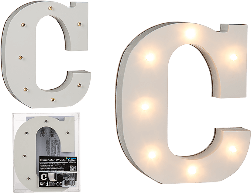 Download Light Up Wooden Letter C - White 16cm - Full Size PNG Image ...