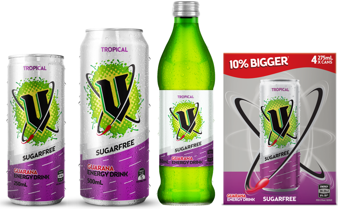 Download Sugarfree Tropical Range - V Sugar Free Can 250ml - Full Size ...