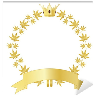Download Golden Wreath With Leaves, Ribbon And Crown Wall Mural ...