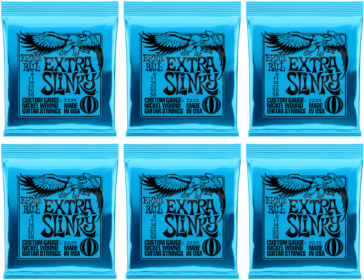 Download Ernie Ball 2225 Extra Slinky Strings 8-38 6 Pack Bundle ...