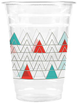 Download 16 Oz Beverage Clear Plastic Cup Red Aqua Triangles - Plastic ...