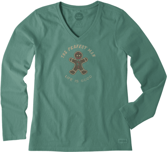 Download Women's Gingerbread Man Long Sleeve Crusher Vee - Life Is Good ...
