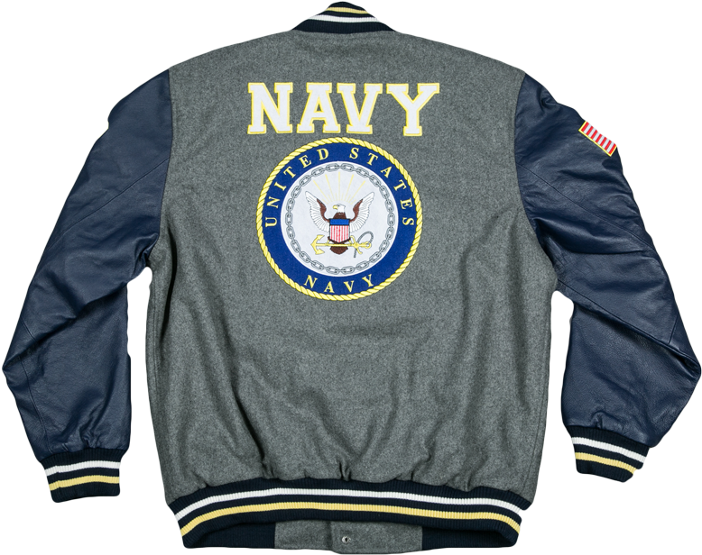 Download Navy Varsity Jacket With Navy Logo - Us Navy Jacket - Full ...