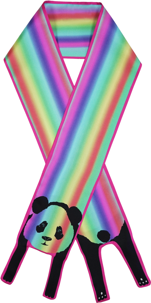 Download Mini Rainbow Stripes Panda Twilly Silk Scarf - Full Size PNG ...