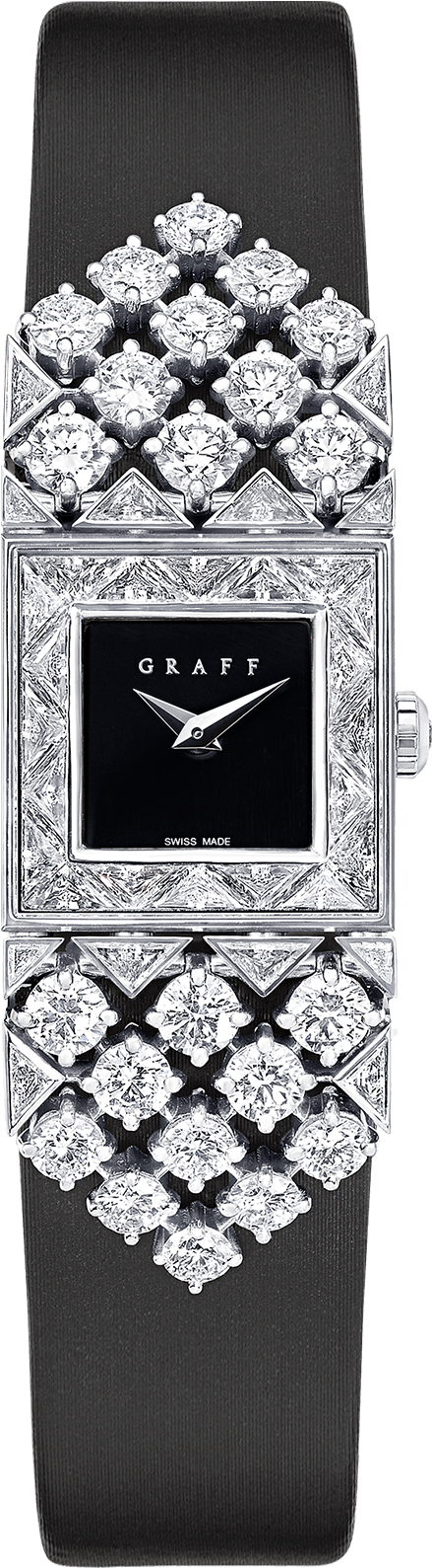 Download A Graff Snowfall Diamond Watch On Black Satin Strap - Graff ...
