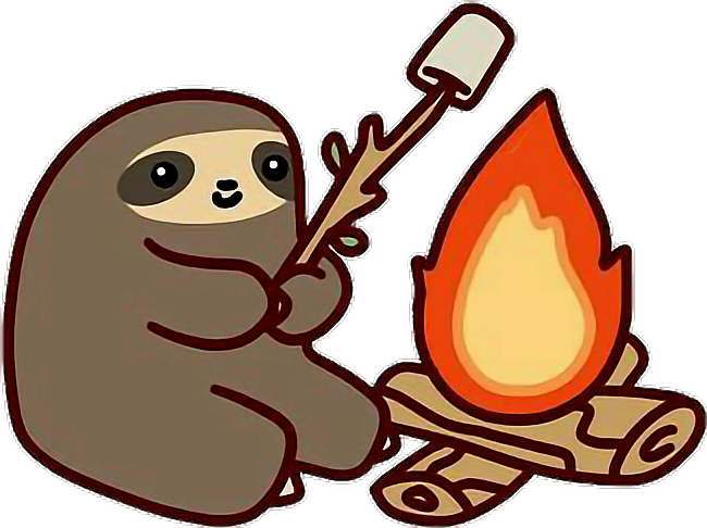 Download Sloth Fire Animal Marshmallow Camping Tumblr - Campfire Sloth ...