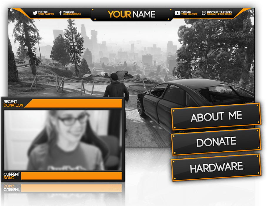 Download Twitch Orange Minipack Graphics Overlay Preview - Crazy Orange ...