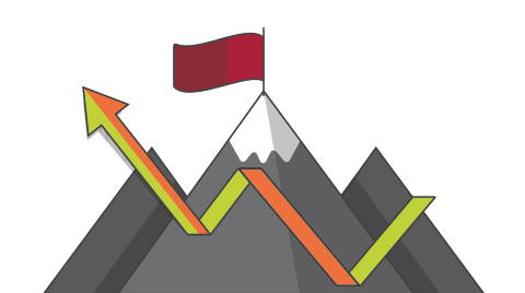 Download Mountain Icon With Red Flag, Showing Growth - Green - Full ...