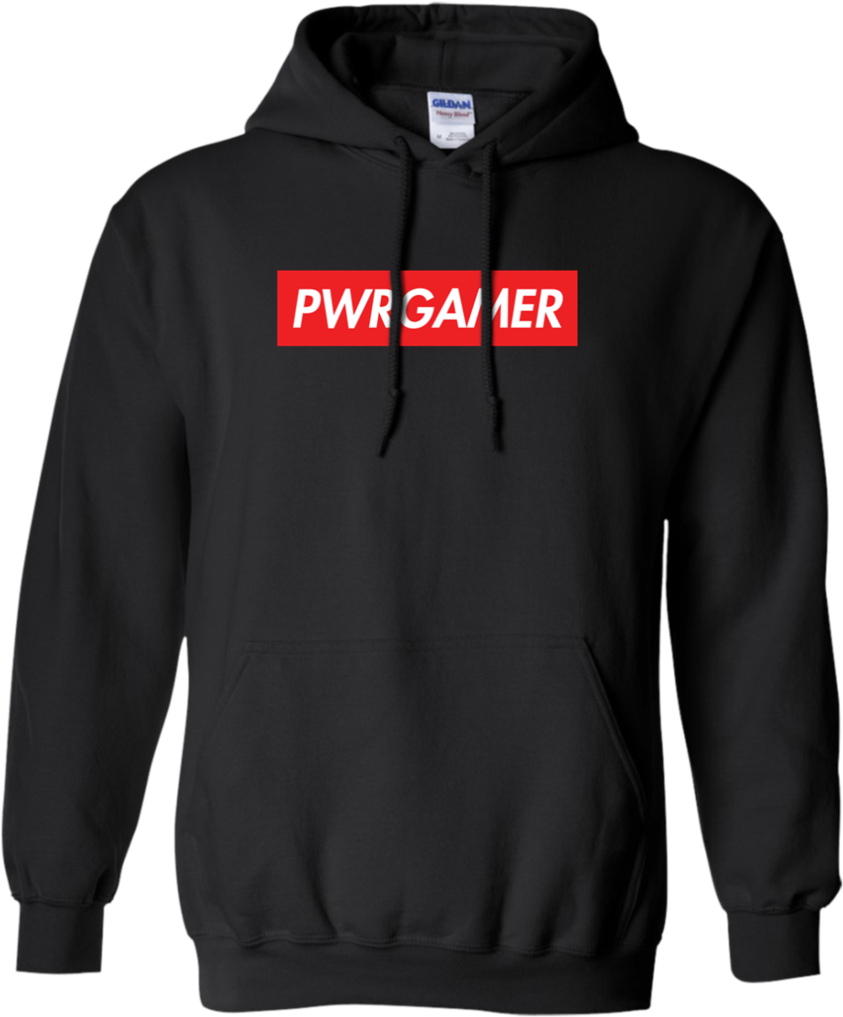 Download Pwr Gamer Box Logo Hoodie - Gildan Black Hoodie Front - Full ...