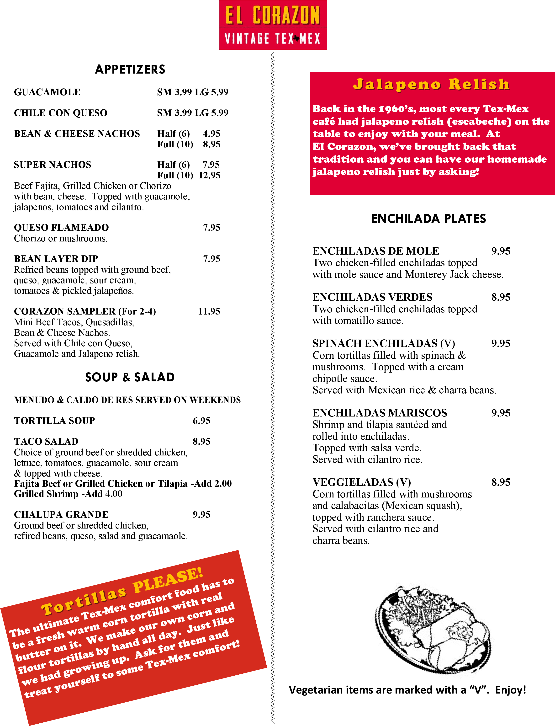 Download El Corazon De Tejas Menu - Menu - Full Size PNG Image - PNGkit