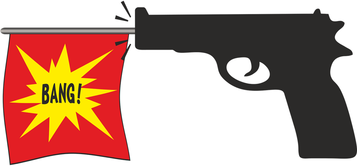 Download Clipart Gun American Flag - Cartoon Gun Bang Flag - Full Size ...