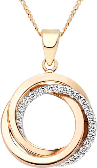 Download 9ct Tri-colour Gold Cubic Zirconia Circles Pendant ...