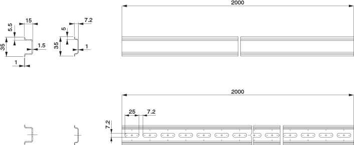Download Din Rail Perforated, 35x7 - Full Size PNG Image - PNGkit