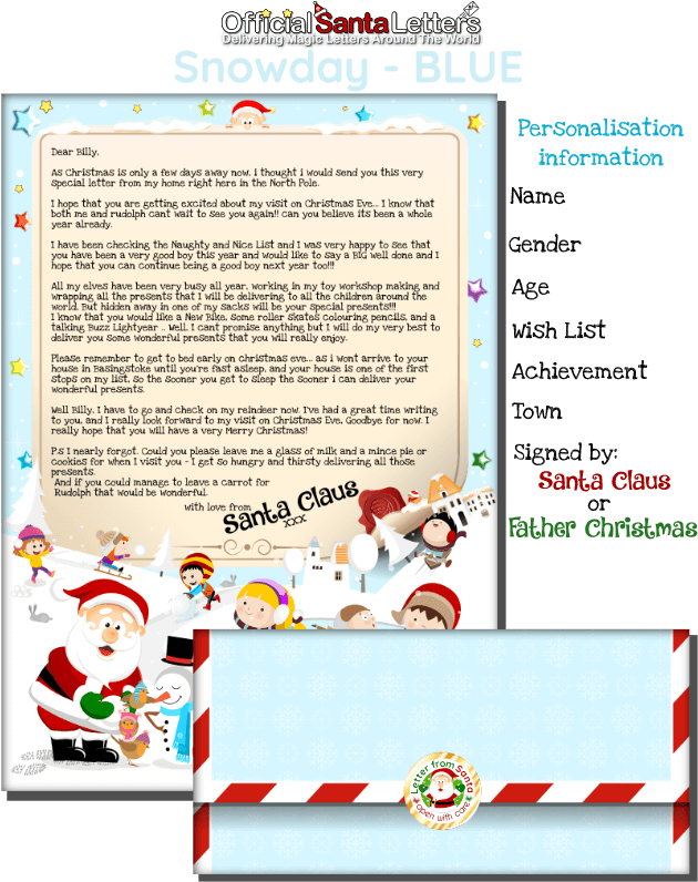 Download Snowday Blue Letter From Santa - Santa Claus - Full Size PNG ...