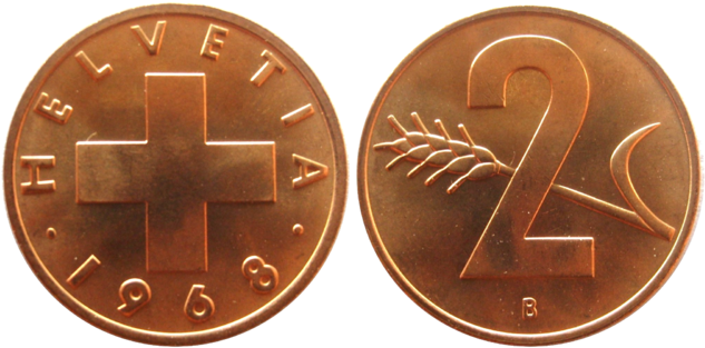 Download File - 2cts1968 - Monnaie Helvetia - Full Size PNG Image - PNGkit