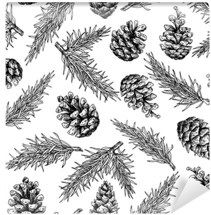 Download Pine Cone And Fir Tree Seamless Pattern - Conifer Cone - Full ...