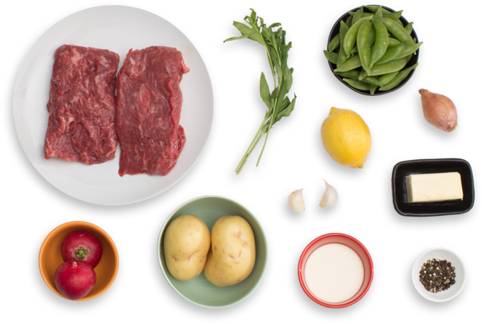 Download Seared Steaks & Mashed Potatoes With Sautéed Radishes - Steak ...