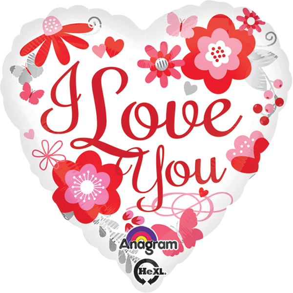 Download Globo I Love You Floral - Anagram 18 Inch Foil Balloon - I ...