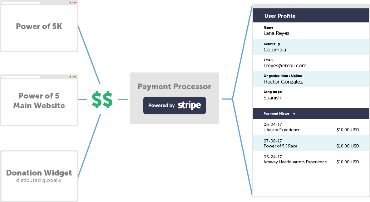 Download Diagram Of Power Of 5 Donation Widget Integration With ...