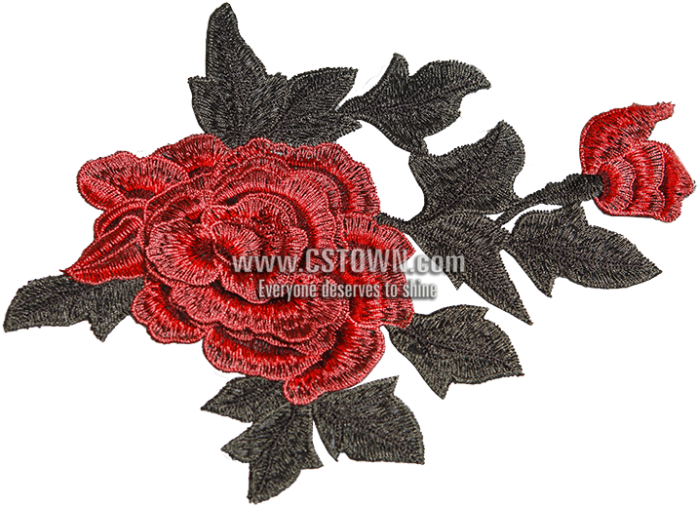 Download Wholesale Red Rose Flower Embroidered Patch For Light ...