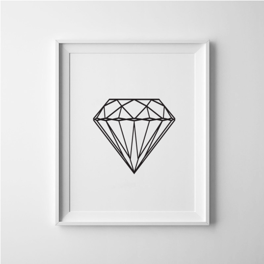 Download Geometric Diamond Print / White & Black / Jewel Art - Modern ...