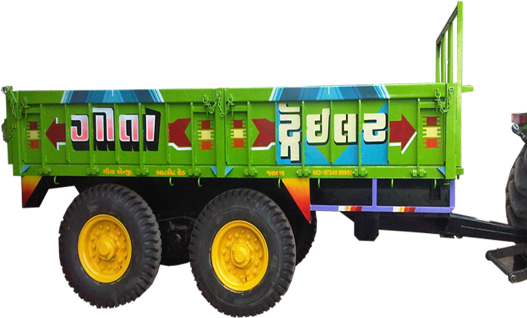 Download Transparent Tractor Trailer - 4 Wheel Tractor Trolley - PNGkit