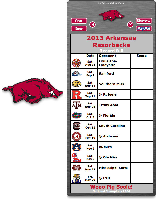 Download Free 2013 Arkansas Razorbacks Football Schedule Widget ...