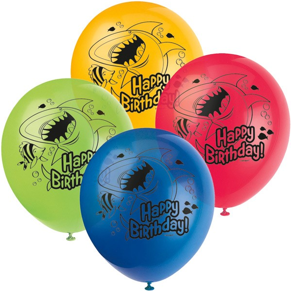 Download Fin Friends Shark Party Balloons (pack Of 8) - Full Size PNG ...