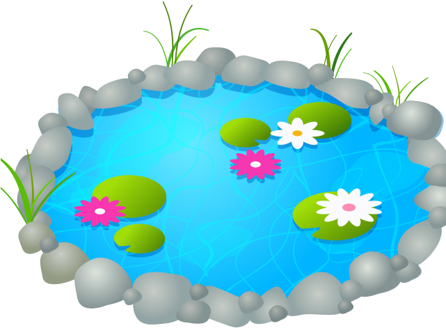 Download Lily Pad Clipart Pond Life - Flower Pond Clipart Black And ...