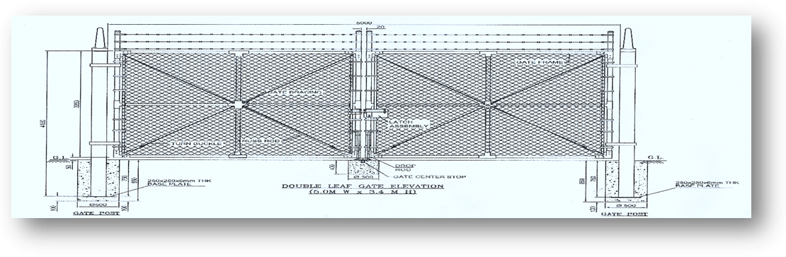 Download Chain Link Gate Fence Drawing Construction Detail - Fence ...